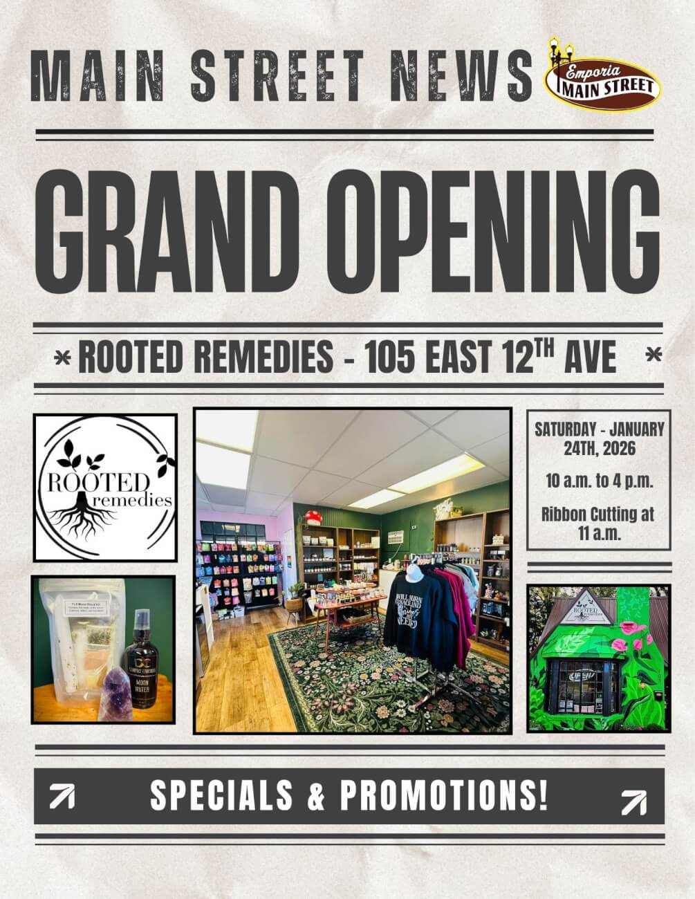 Grand Opening & Ribbon Cutting for Rooted Remedies - Emporia Main Street